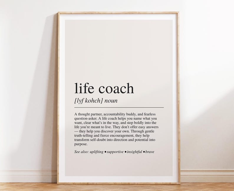 Life Coach Definition Print: Motivational Office Decor, Gift for ...