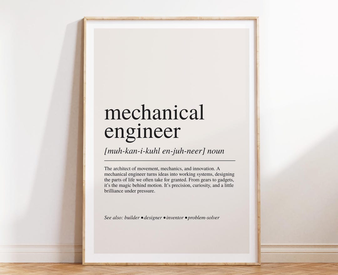 Mechanical Engineer Definition Print, STEM Career Wall Art, Engineering ...