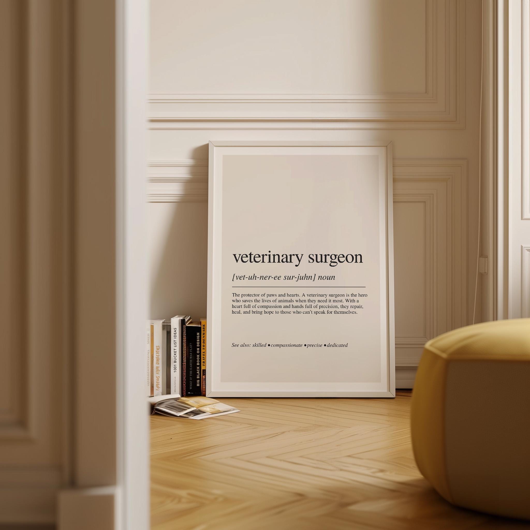 Veterinary Surgeon Definition Print , Vet Office Decor, Gift for Animal ...
