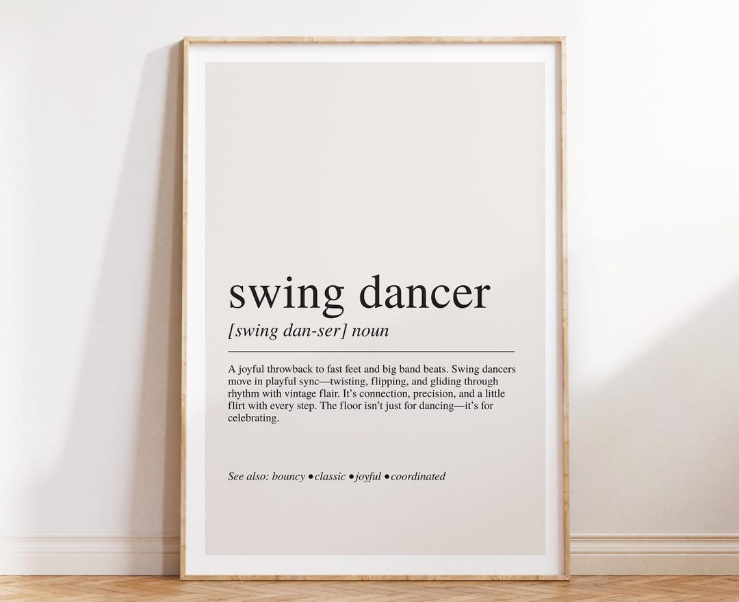 Swing Dancer Definition Print, Performing Arts Wall Art, Modern ...
