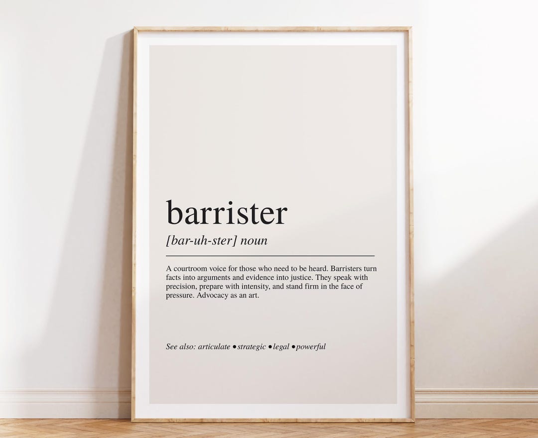 Barrister Definition Print, Legal Career Wall Art, Modern Typography ...