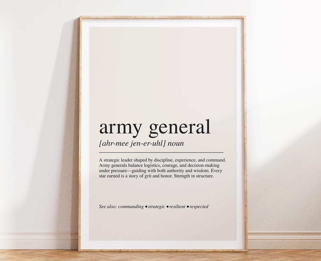 Army General Definition Print, Military Career Wall Art, Modern ...
