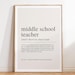 Middle School Teacher Definition Print: Classroom Wall Art - Etsy