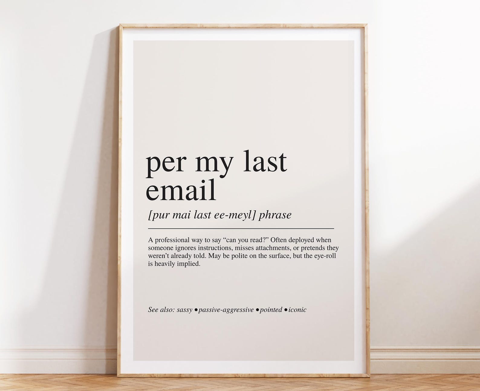 Per My Last Email Definition Print: Office Humor Wall Art - Etsy