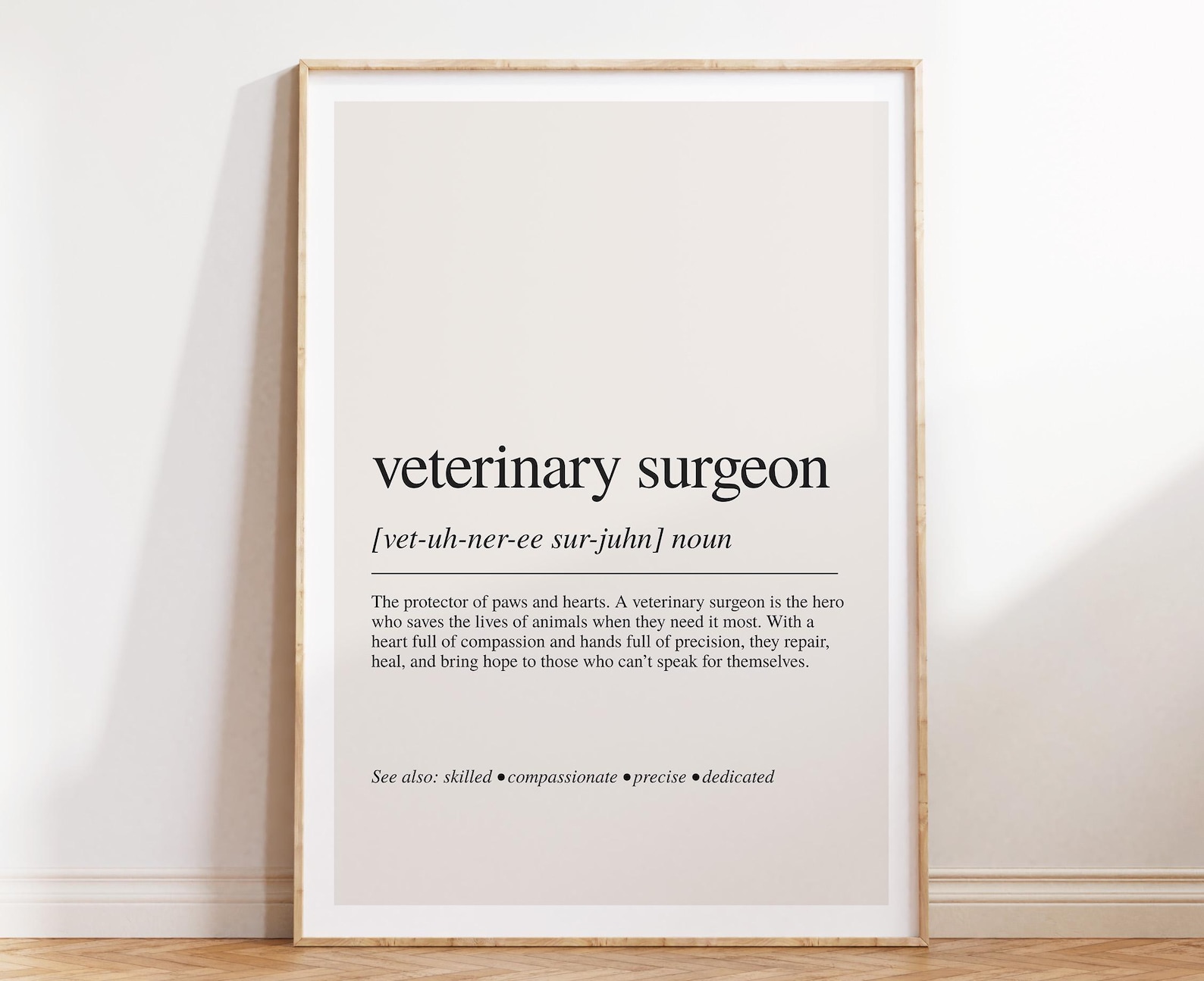 Veterinary Surgeon Definition Print , Vet Office Decor, Gift for Animal ...