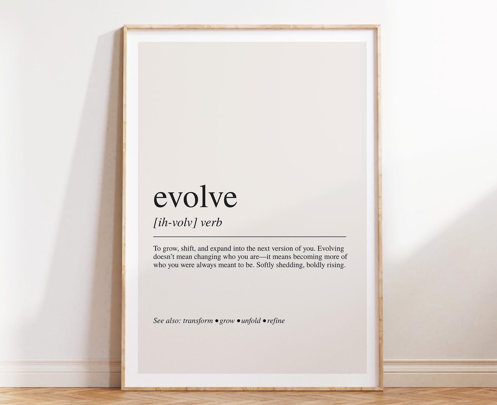 Evolve Definition Print - Growth Wall Art for Personal Transformation ...