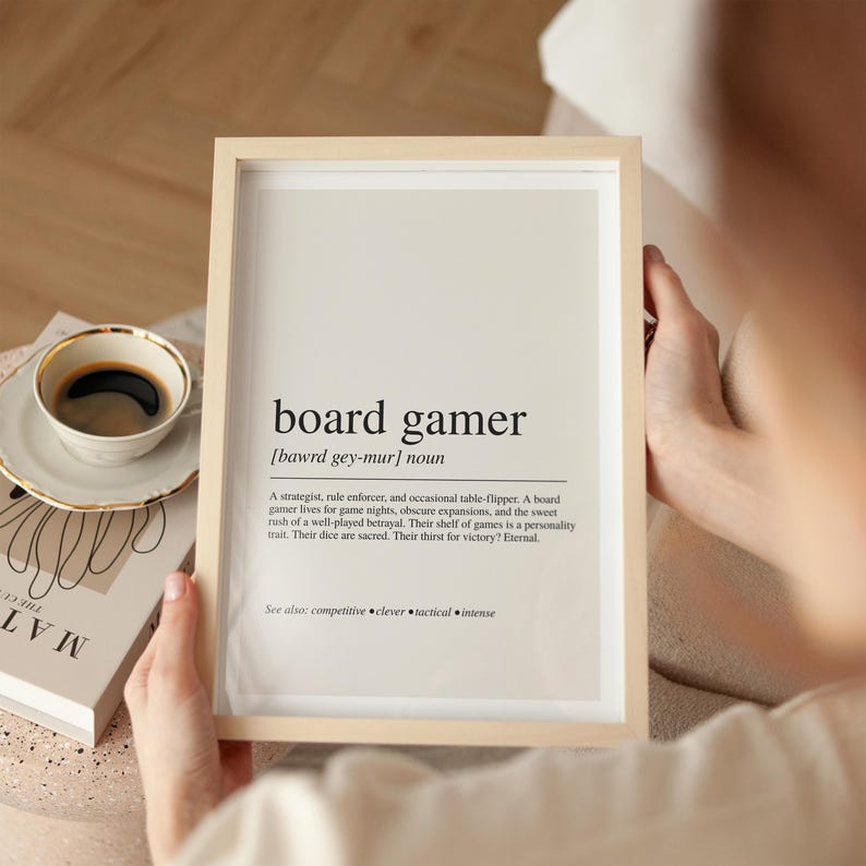 Board Gamer Definition Print, Board Game Lover Gift, Gaming Wall Art ...