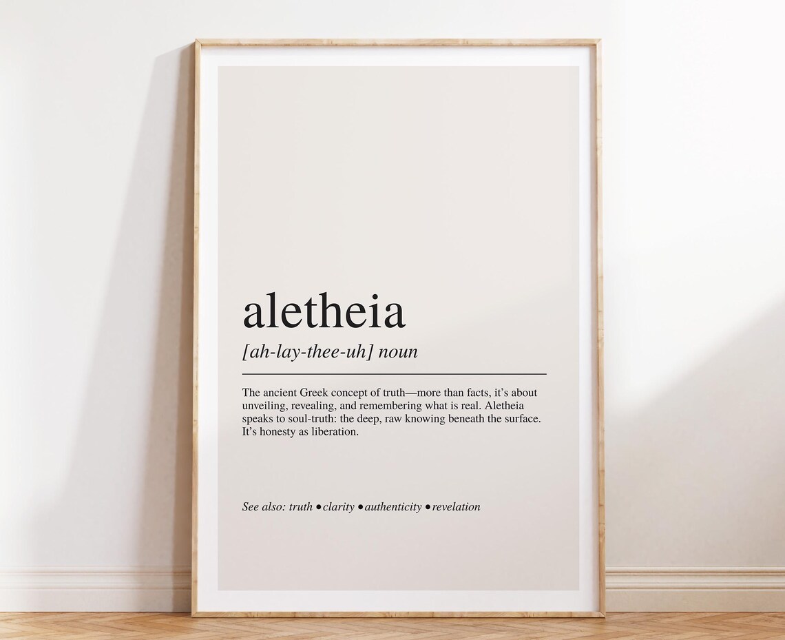 Aletheia Definition Print, Greek Word Wall Art, Inspirational ...