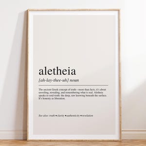 Aletheia Definition Print, Greek Word Wall Art, Inspirational ...