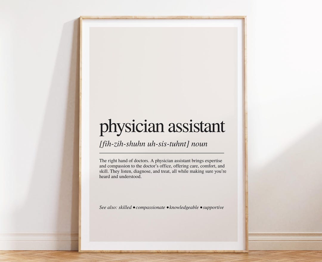 Physician Assistant Definition Print , Medical Career Wall Art Gift for ...