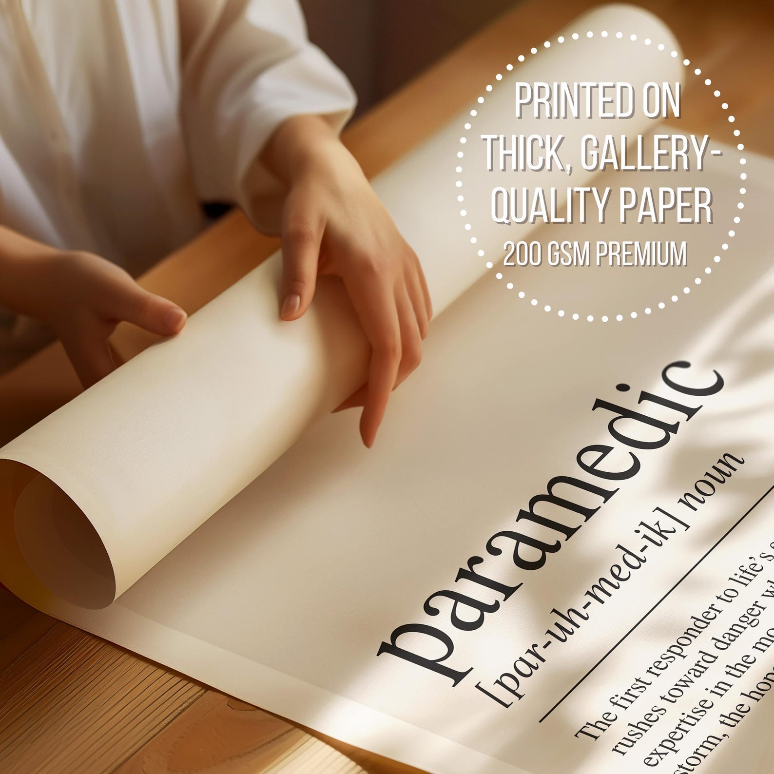Paramedic Definition Print , Bold Emergency Worker Wall Art for First ...