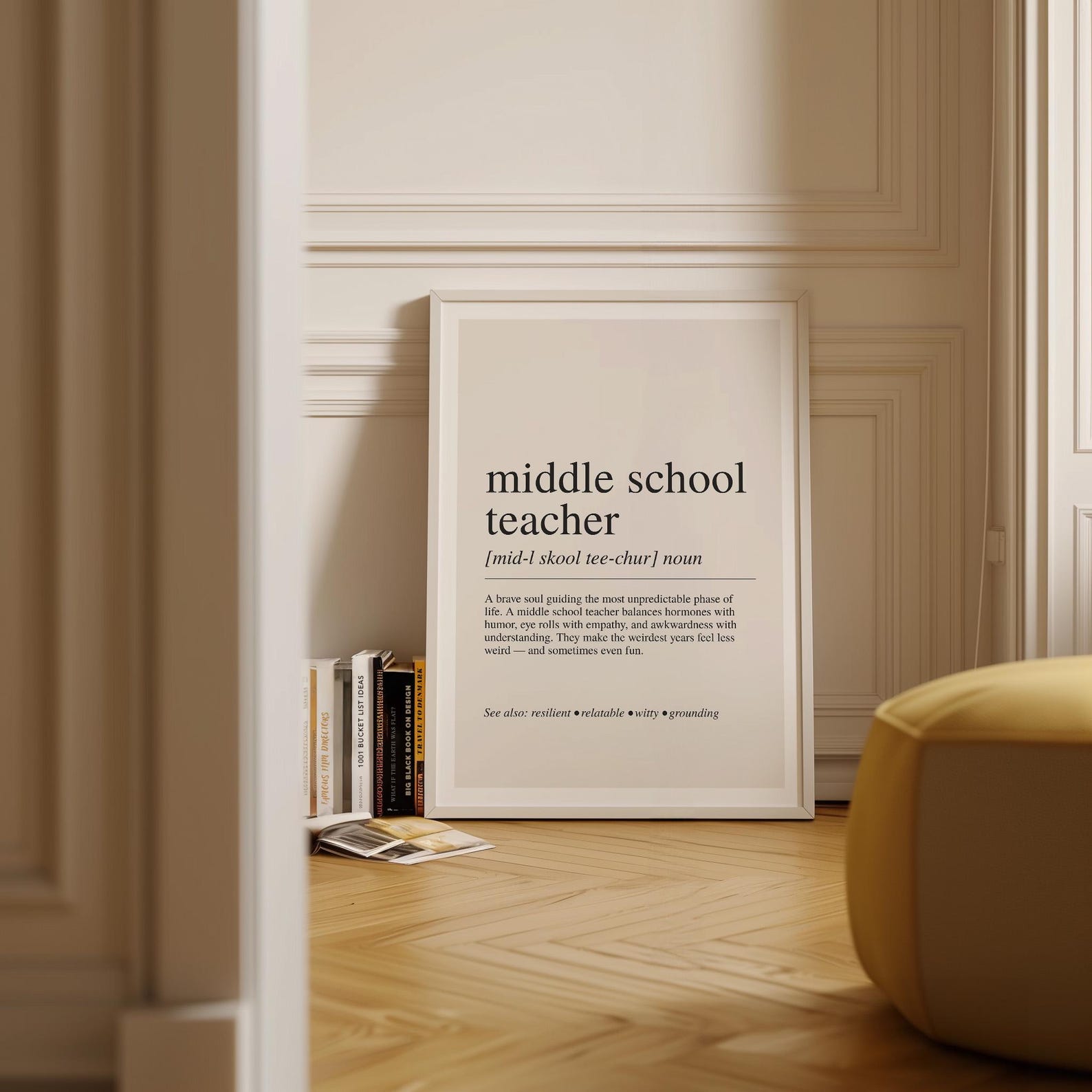 Middle School Teacher Definition Print: Classroom Wall Art - Etsy