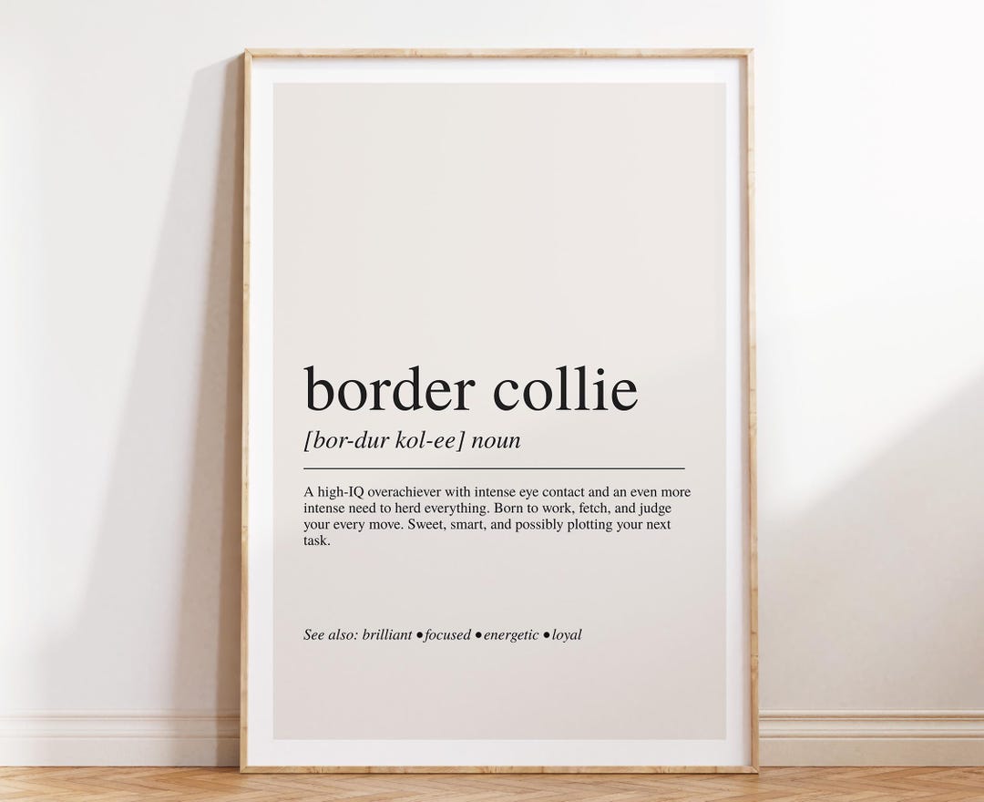 Border Collie Definition Print, Border Collie Gift, Dog Lover Wall Art ...