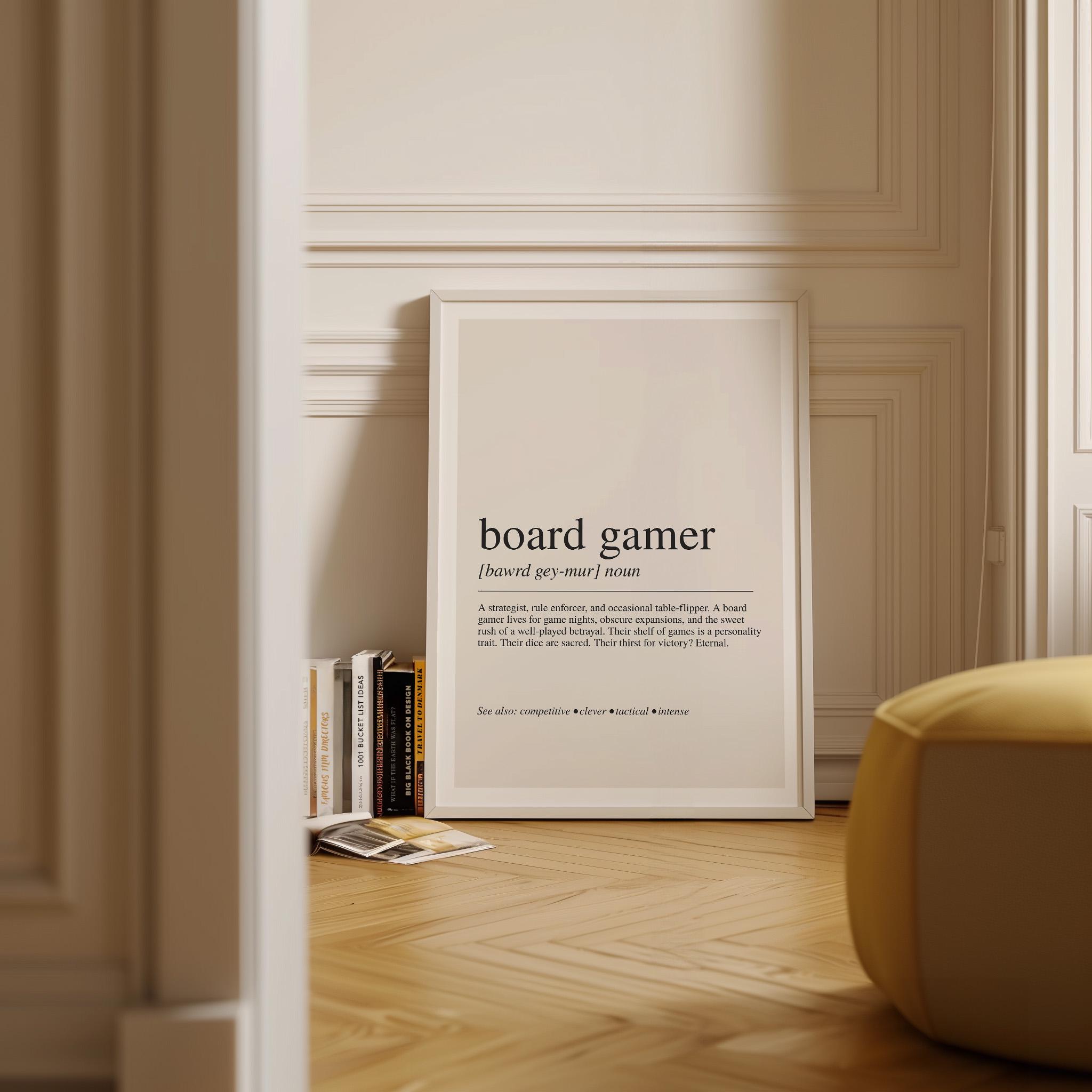 Board Gamer Definition Print, Board Game Lover Gift, Gaming Wall Art ...