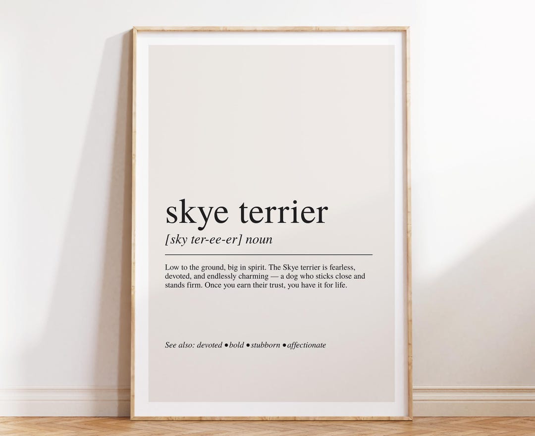 Skye Terrier Definition Print, Dog Breed Wall Art, Modern Typography ...