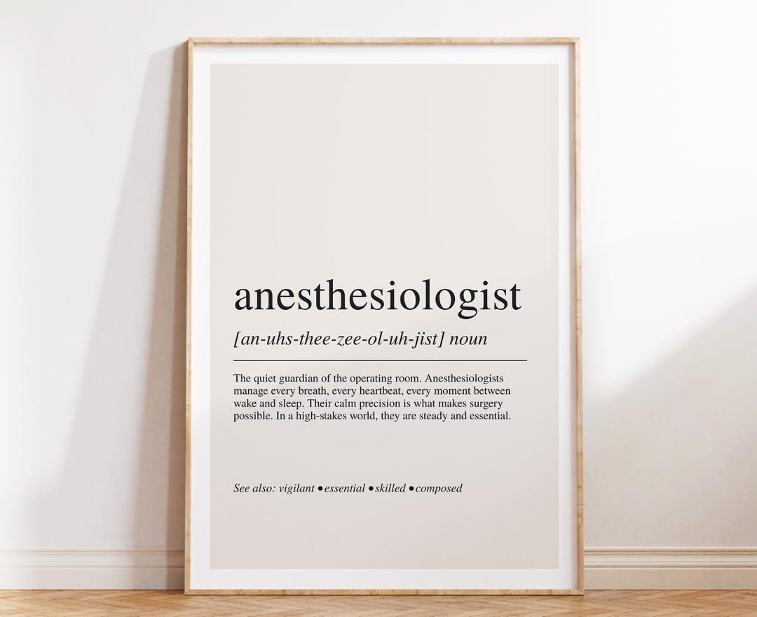Anesthesiologist Definition Print, Medical Career Wall Art, Modern ...