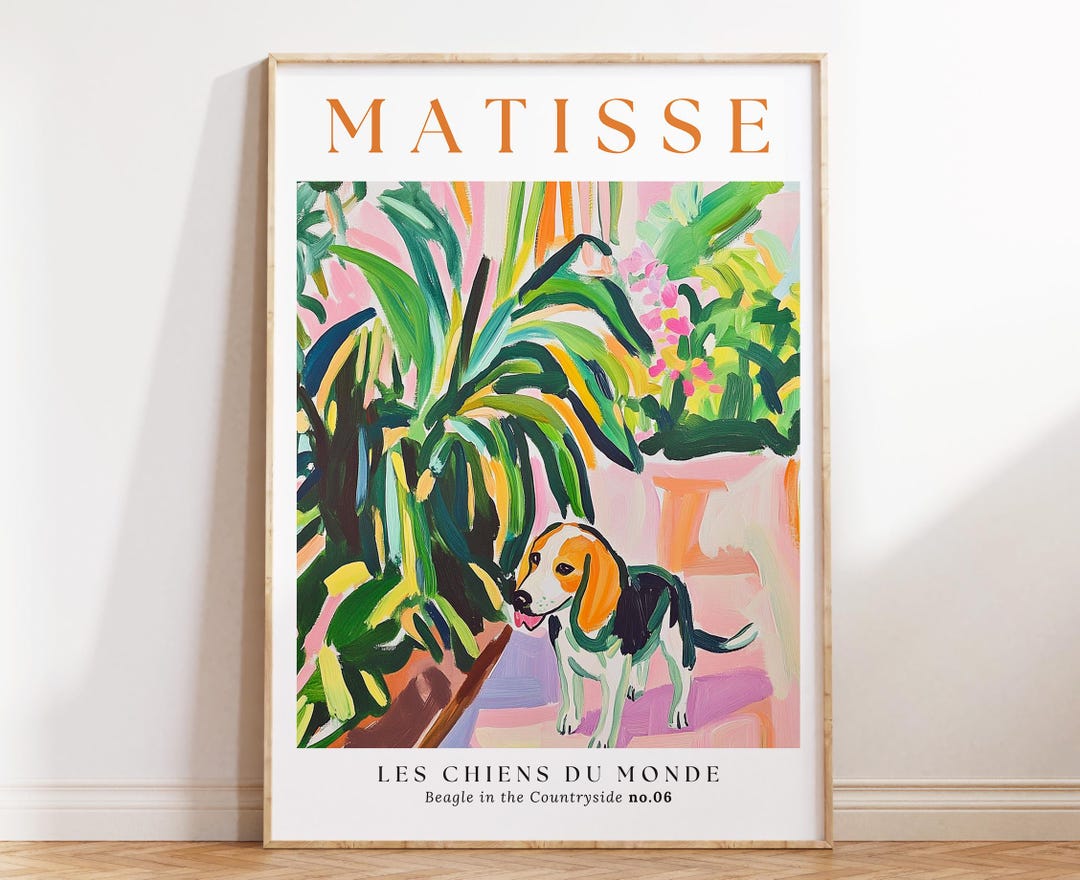 Beagle in the Countryside Art Print , Matisse-inspired Dog Wall Art ...