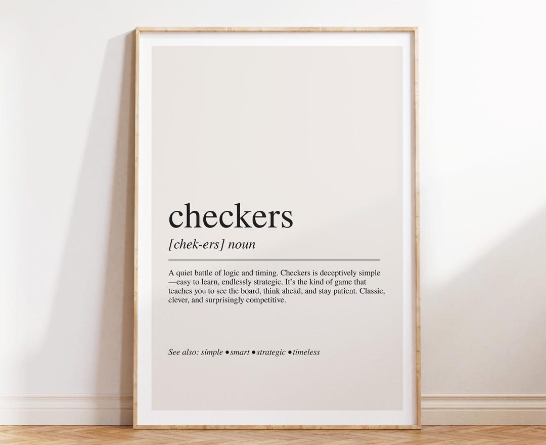 Checkers Definition Print, Hobby Wall Art, Modern Typography Poster - Etsy