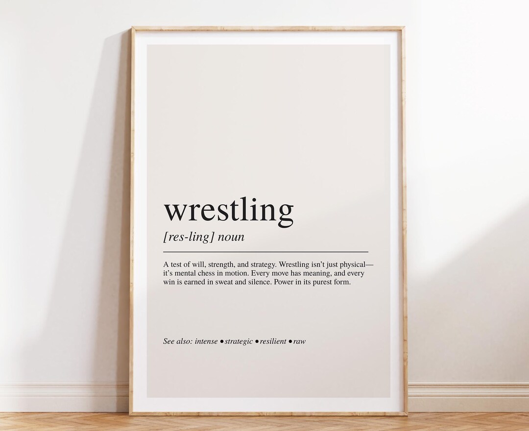 Wrestling Definition Print, Sports Hobby Wall Art, Modern Typography ...