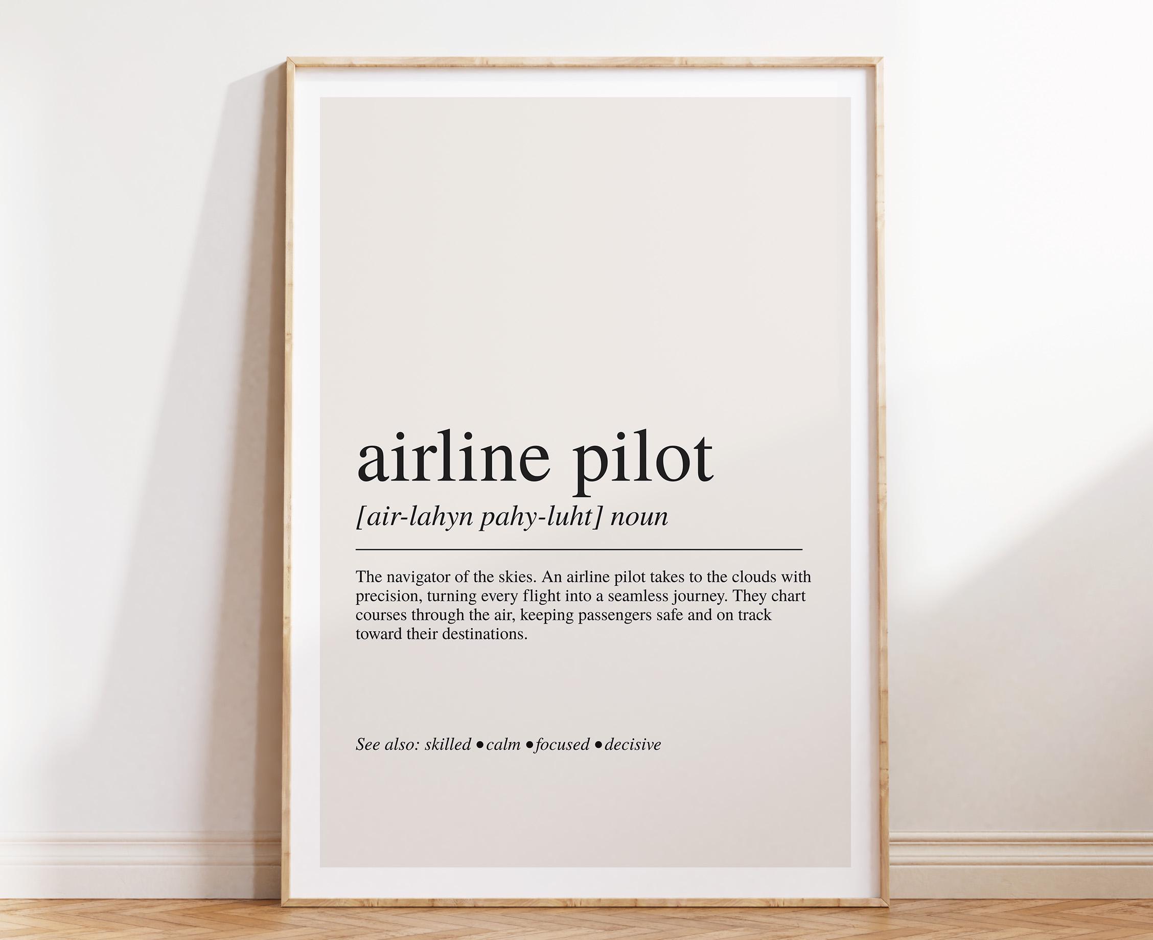 Airline Pilot Definition Print , Aviation Career Wall Art for Flight ...