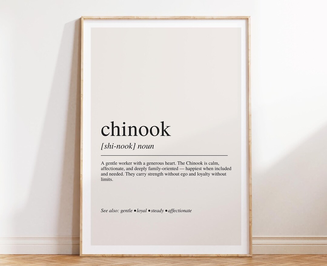 Chinook Definition Print, Dog Breed Wall Art, Modern Typography Poster ...