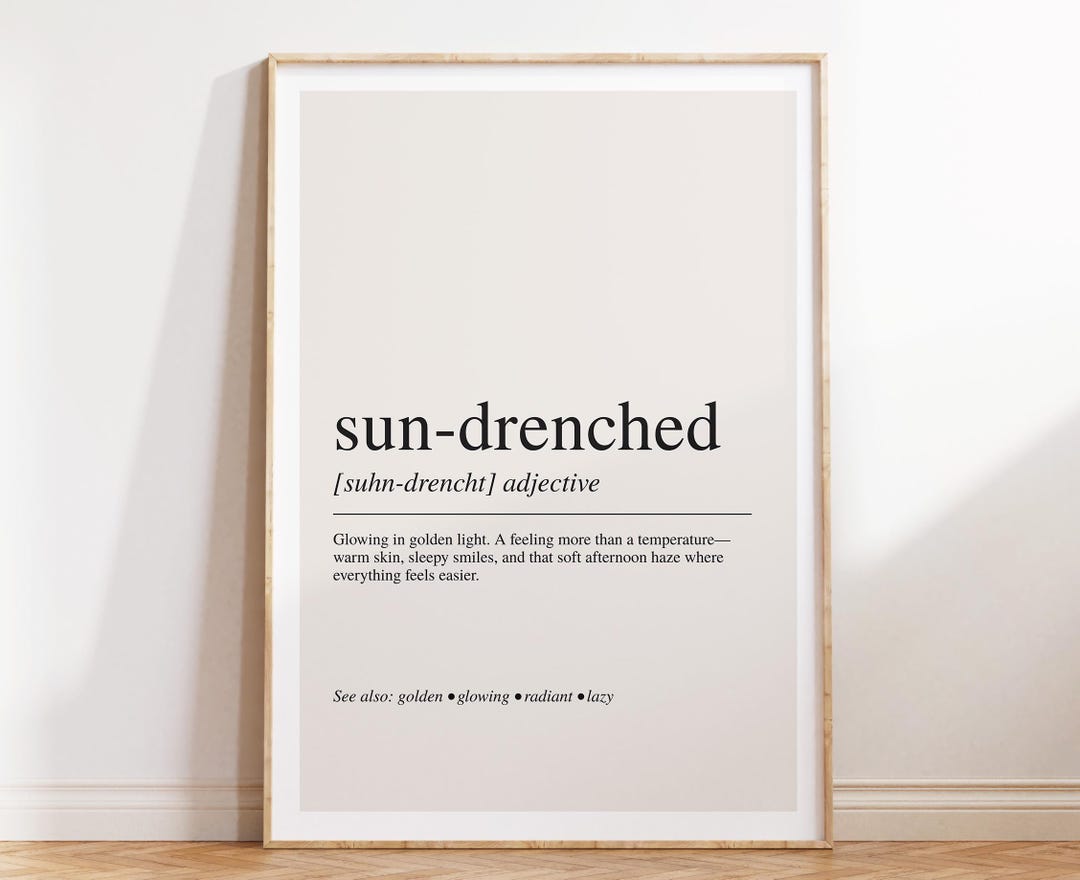 Sun Drenched Definition Print, Minimal Typography Art, Bright Home ...