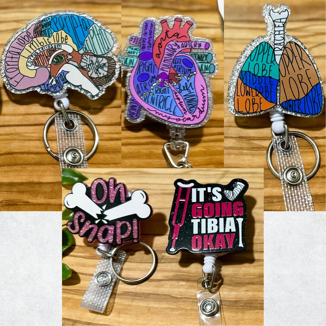 Anatomy Inspired Badge Nurse Badge Holder Personalized Healthcare ...