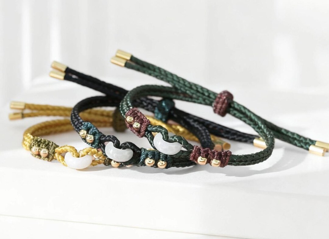 Handmade Braided Rope Bracelet: Jade Peace Buckle Charm, Friendship ...