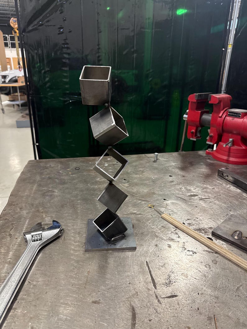 Welded Cube Tower Sculpture - Etsy