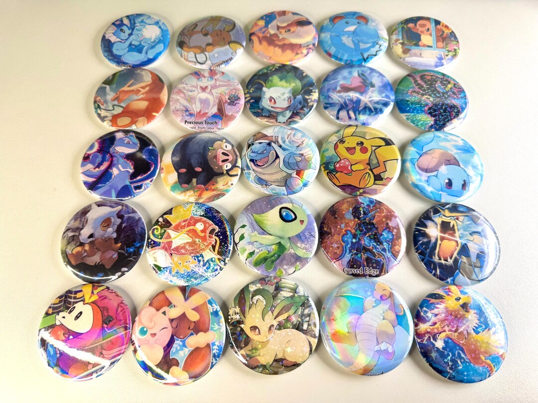 Pokémon Card Art Button Badge Pin - Party Favors - Etsy
