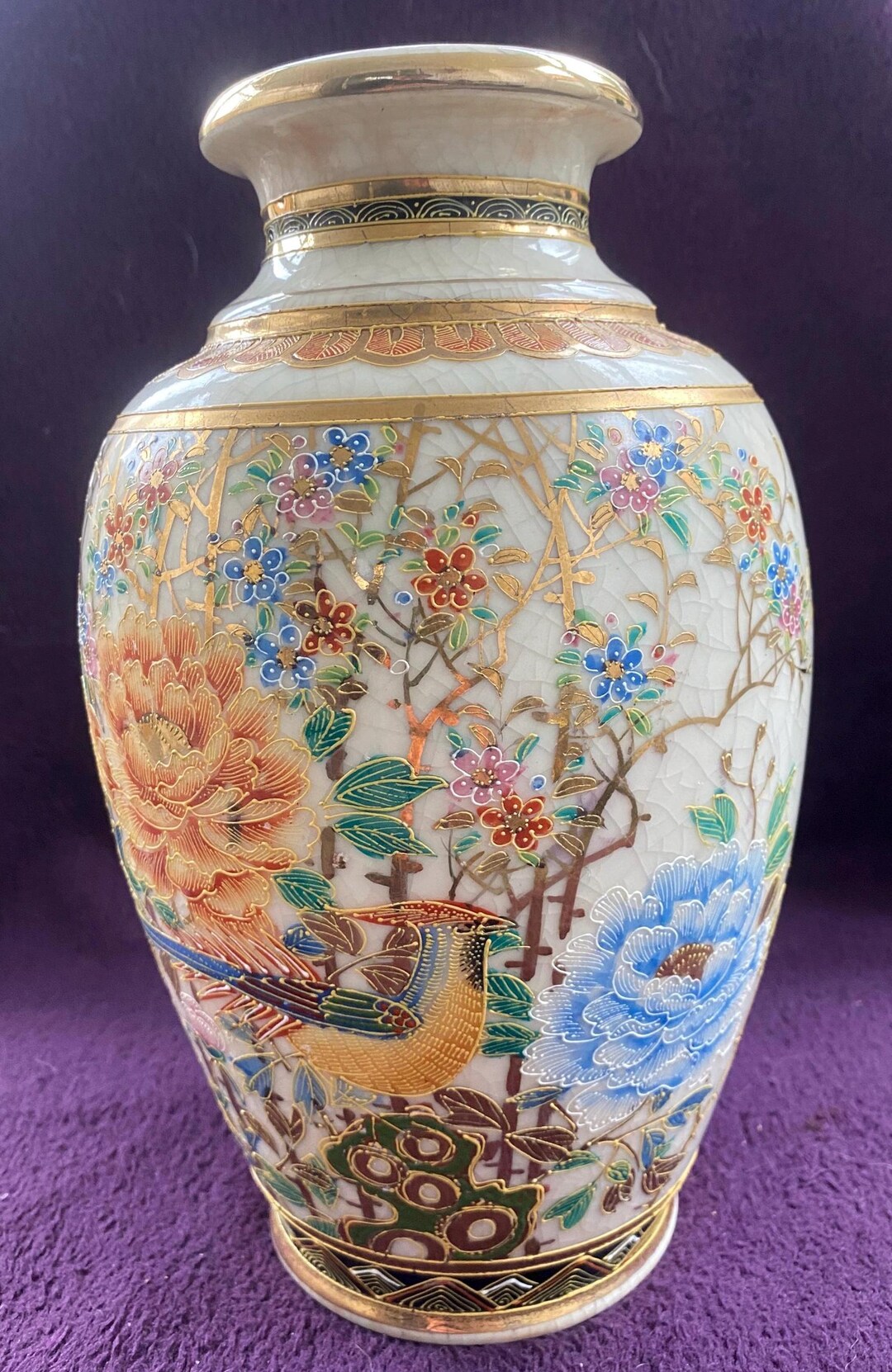 Rare Satsuma -perfect! Japanese Porcelain Flower Vase - Etsy