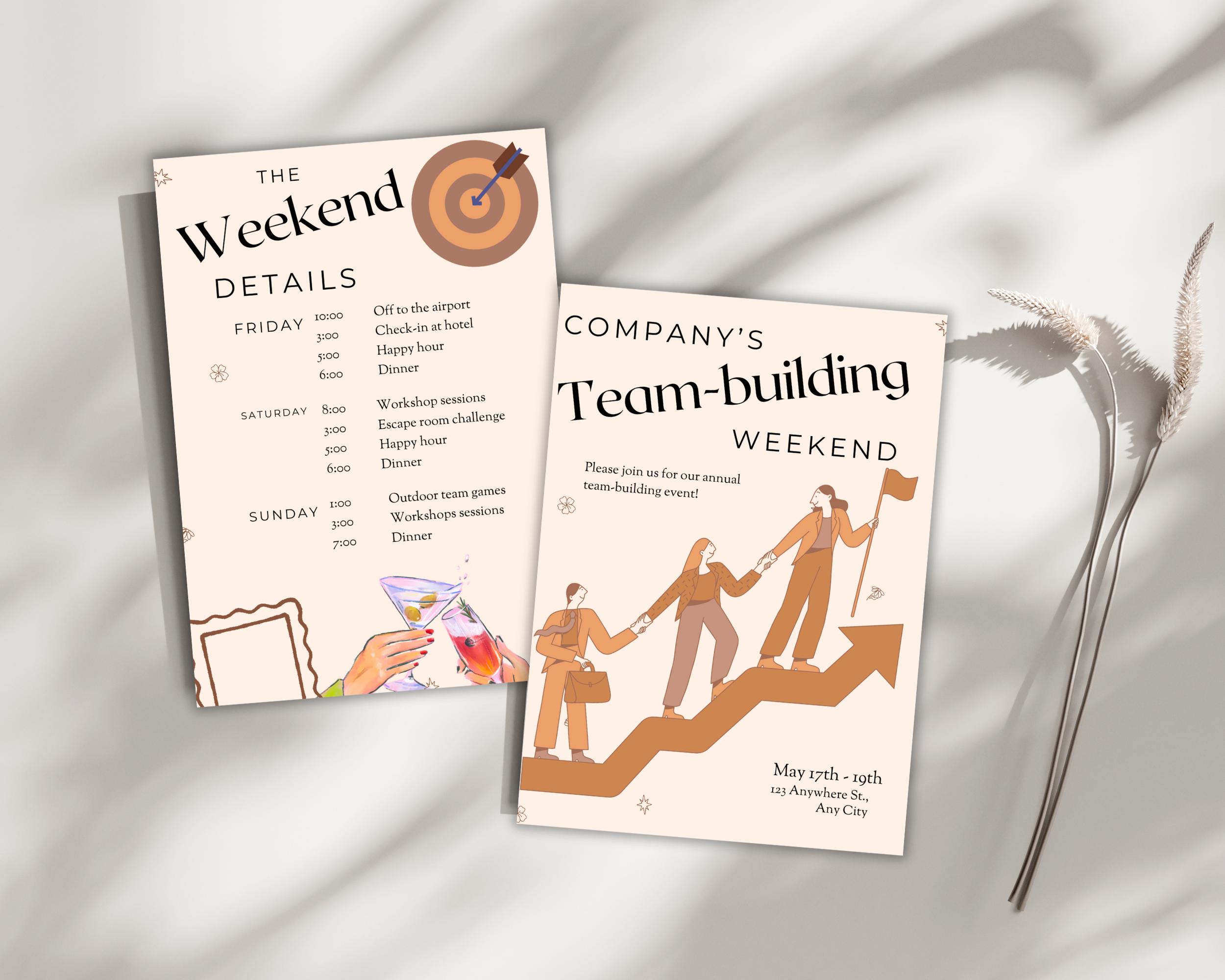 Corporate Team Building Weekend Invitation Template | Editable Digital ...