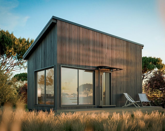 300 Sq Ft Tiny House Plans 1 Bedroom Minimalist Small Home Floor Plan ...