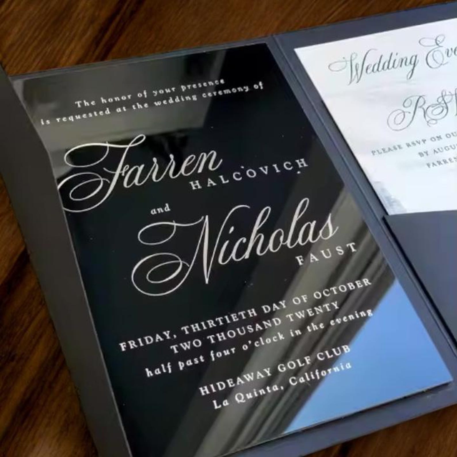 Personalized Acrylic Mirror Wedding Invitations | Custom Luxury Gold ...