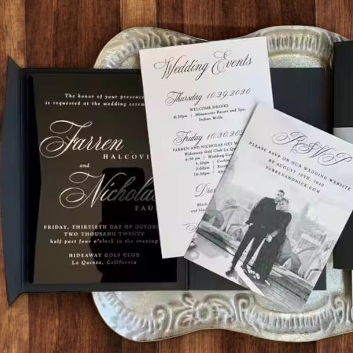 Personalized Acrylic Mirror Wedding Invitations | Custom Luxury Gold ...