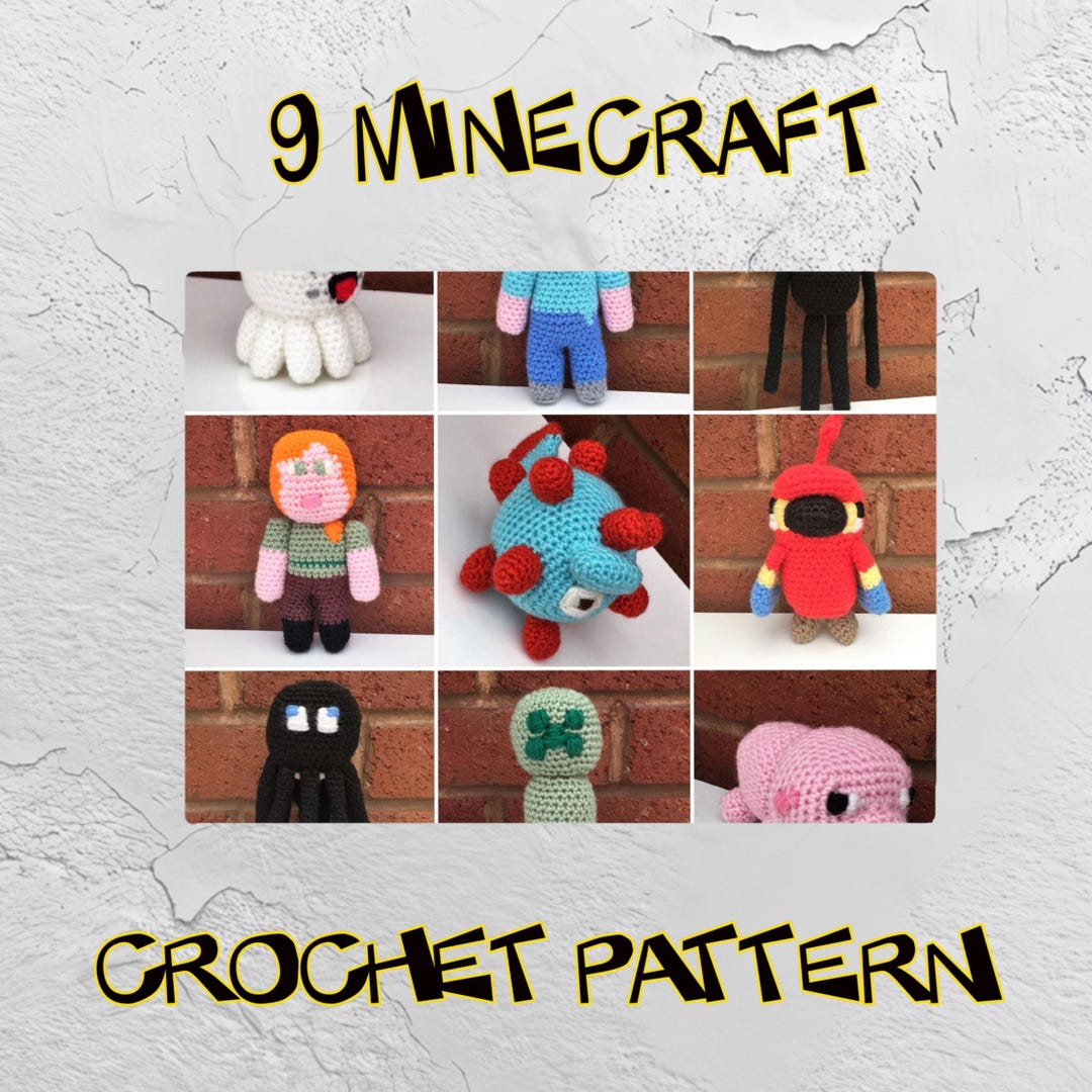 Minecraft Crochet Pattern Bundle – 9 Amigurumi Characters PDF, Gamer ...