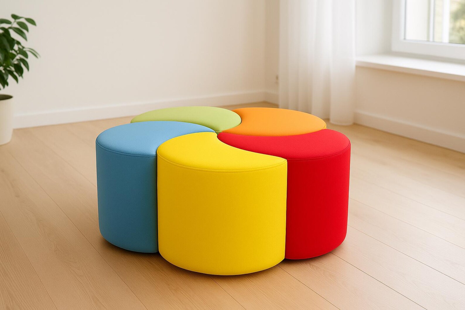Colorful Flower Ottoman Pouf Set – Modular Rainbow Seating, Kids ...