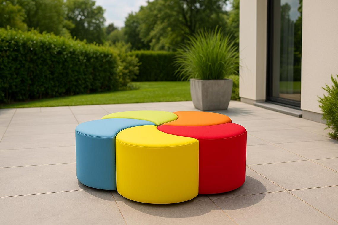 Colorful Flower Ottoman Pouf Set – Modular Rainbow Seating, Kids ...