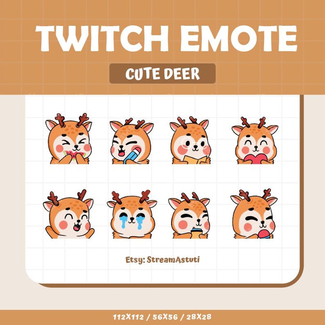 8 X Cute Deer Twitch Emotes Pack | Perfect for Streaming | Funny and ...
