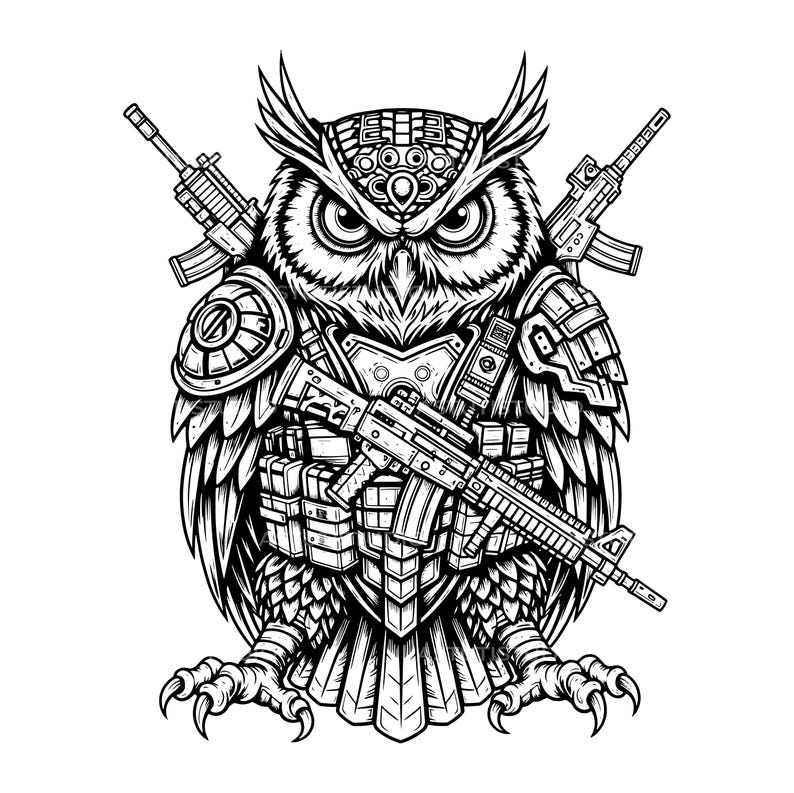 Military Owl Warrior SVG Bundle: Tactical Animal Art, Laser Cut Files ...