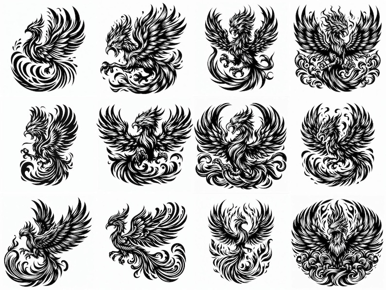 Phoenix SVG Bundle: Tribal Firebird Laser Cut Designs (digital Download ...