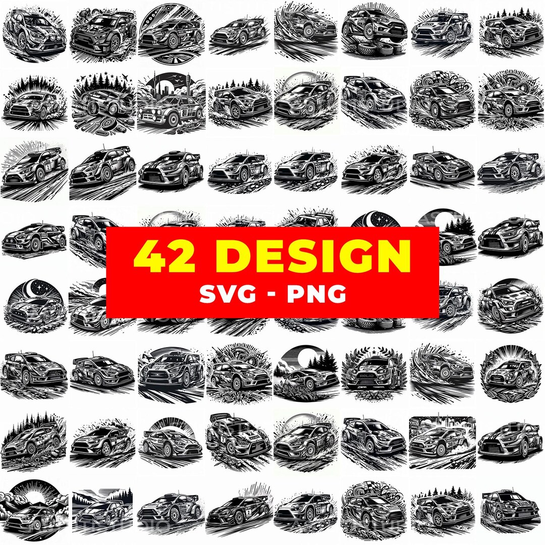 42 Rally Car SVG PNG Bundle | Racing Car Vintage Illustration ...