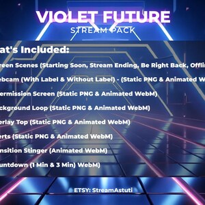Violet Future Animated Stream Overlay Pack for Twitch, Kick, Youtube ...