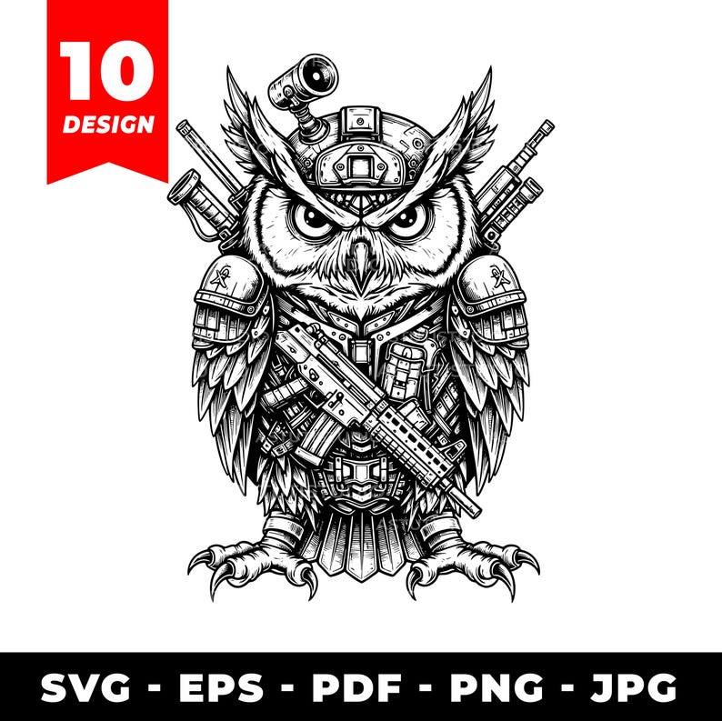 Military Owl Warrior SVG Bundle: Tactical Animal Art, Laser Cut Files ...