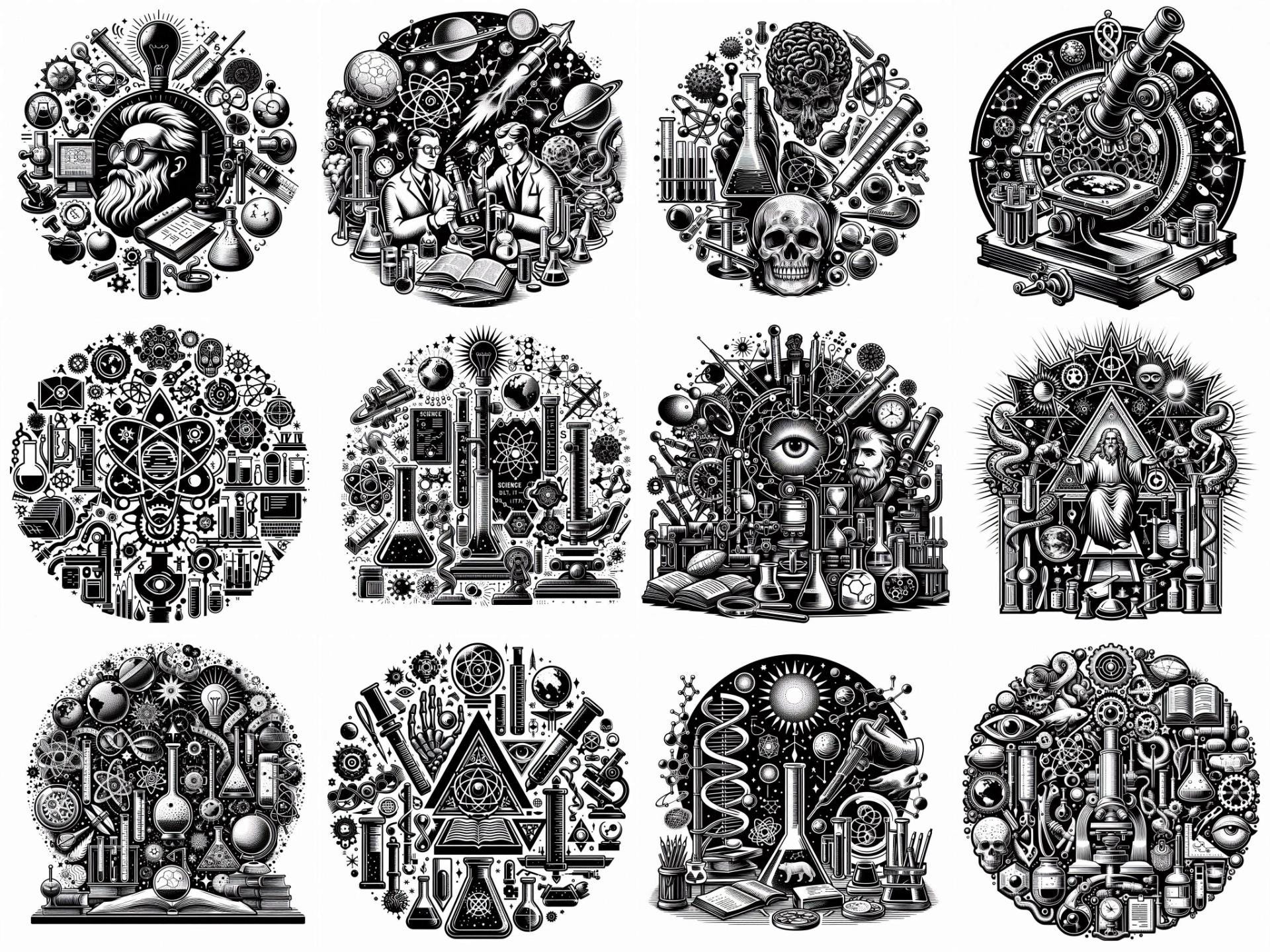 Steampunk Tribal Engraving Designs: 100 Science SVG Bundle (digital ...