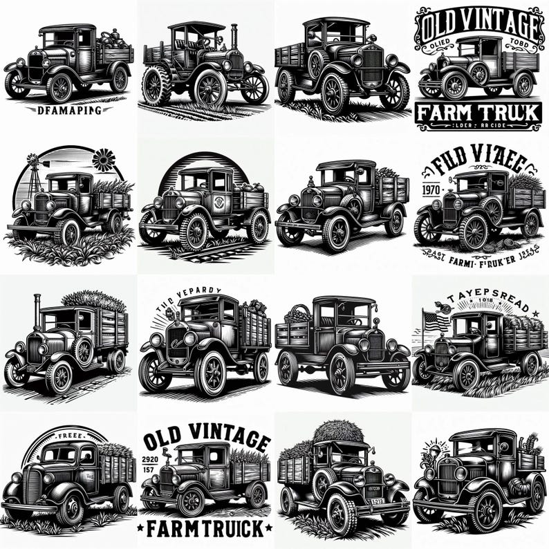 40 Vintage Farm Truck SVG PNG Bundle | Old Farm Truck Clipart | Retro ...