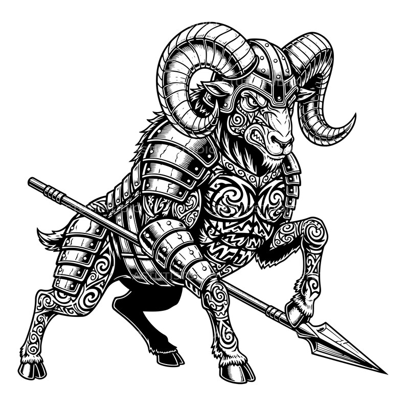Tribal Armored Ram SVG Bundle: Laser Cut Design, Tattoo Art - Etsy