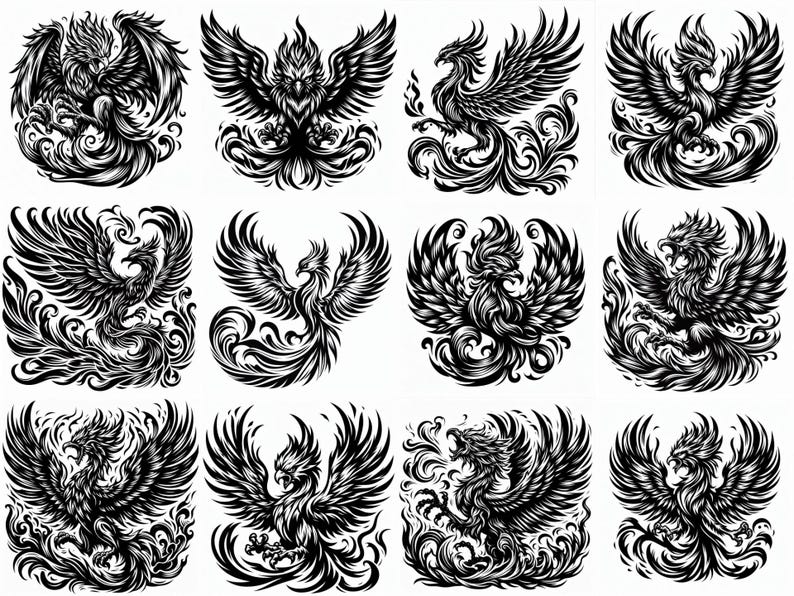 Phoenix SVG Bundle: Tribal Firebird Laser Cut Designs (digital Download ...