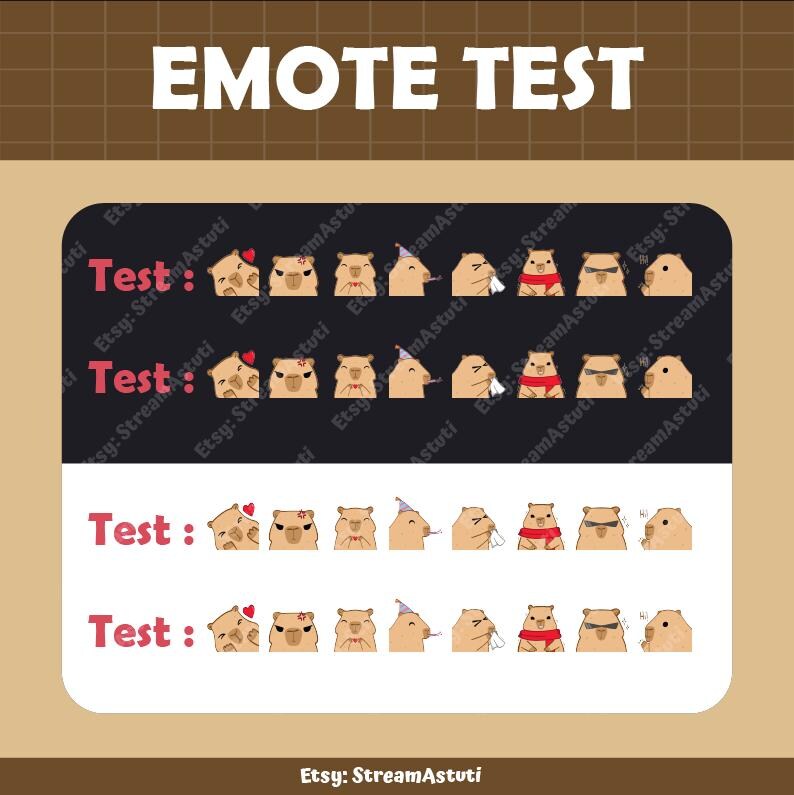 Capybara Twitch Emotes | Kawaii Chibi Streamer Pack (digital Download ...