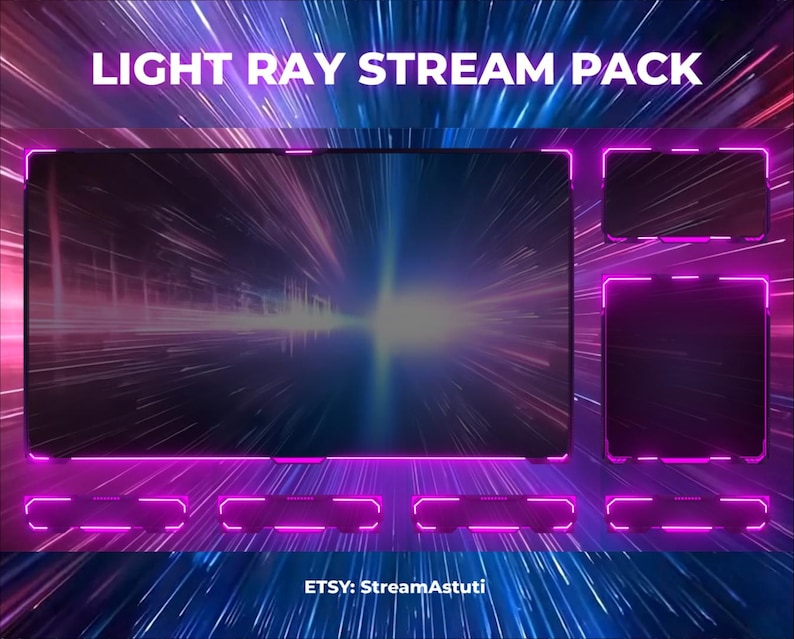 Light Ray Animated Stream Overlay Pack: Twitch, Kick, Youtube - Etsy